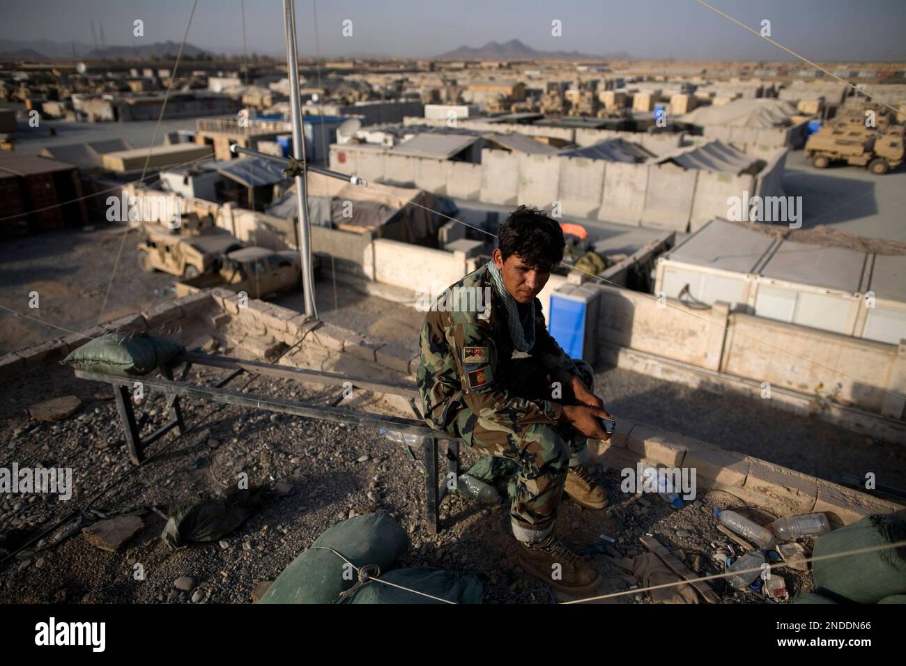 An Afghan National Army soldier rests at Wilson Forward Operating Base ...