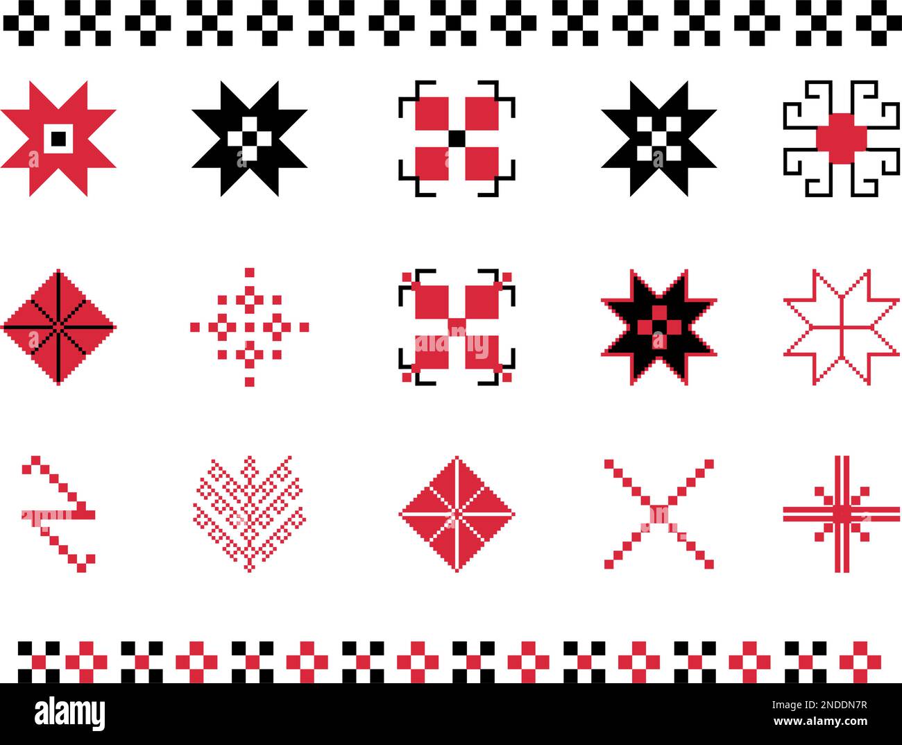 Set of geometric figures of ethnic embroidery. Tribal design. Ukrainian ...