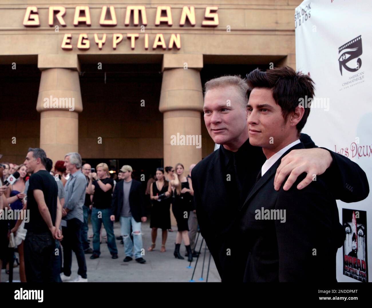 Director Tim Sullivan, left, and cast member Trevor Wright pose at the ...