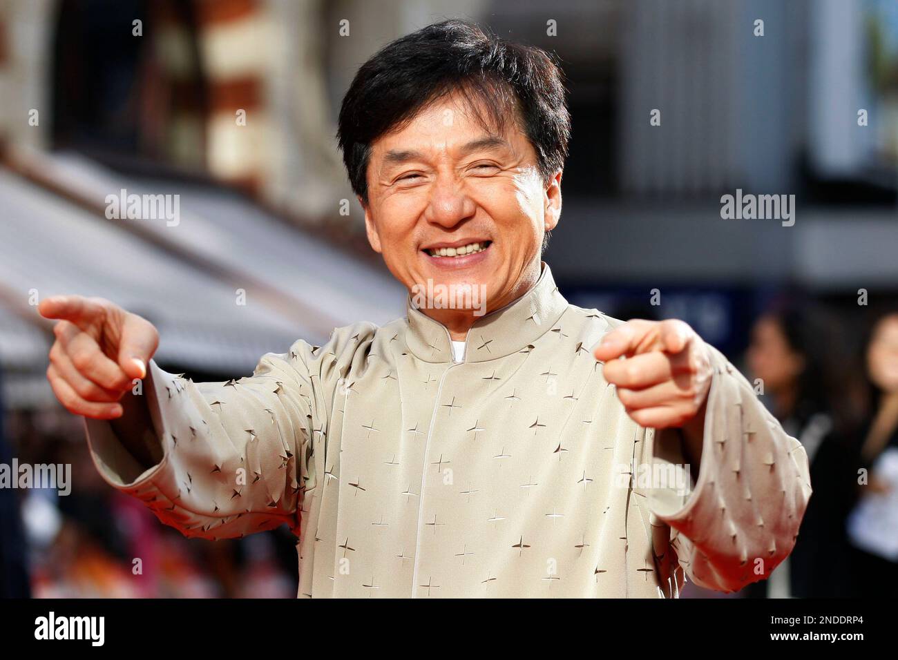 Cast member Hong Kong actor Jackie Chan reacts as he arrives for the ...