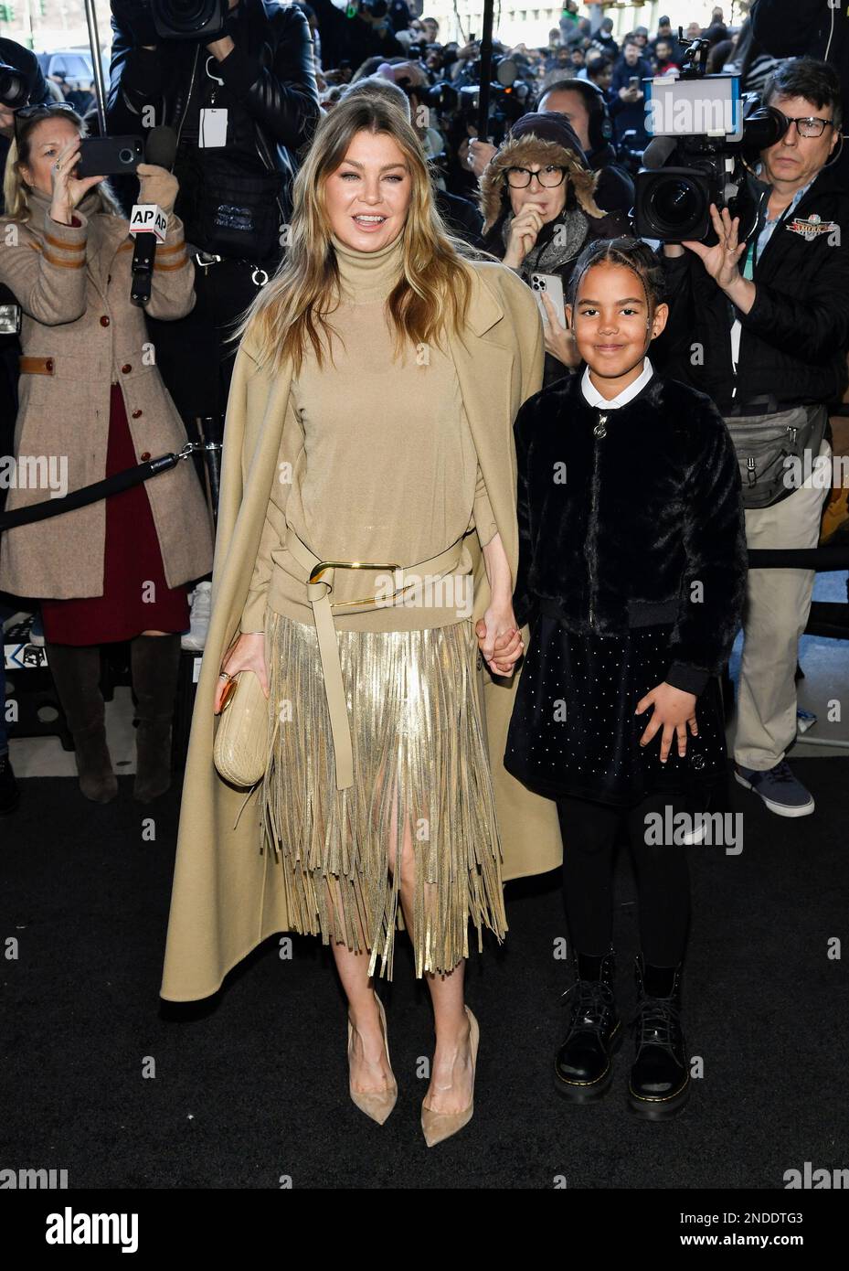 Ellen Pompeo, left, and daughter Sienna Pompeo Ivery attend the Michael Kors Fall/Winter 2023 ...