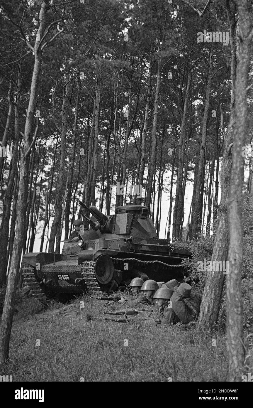 A Czech camouflaged light tank, heavily armed, waiting to lead the ...
