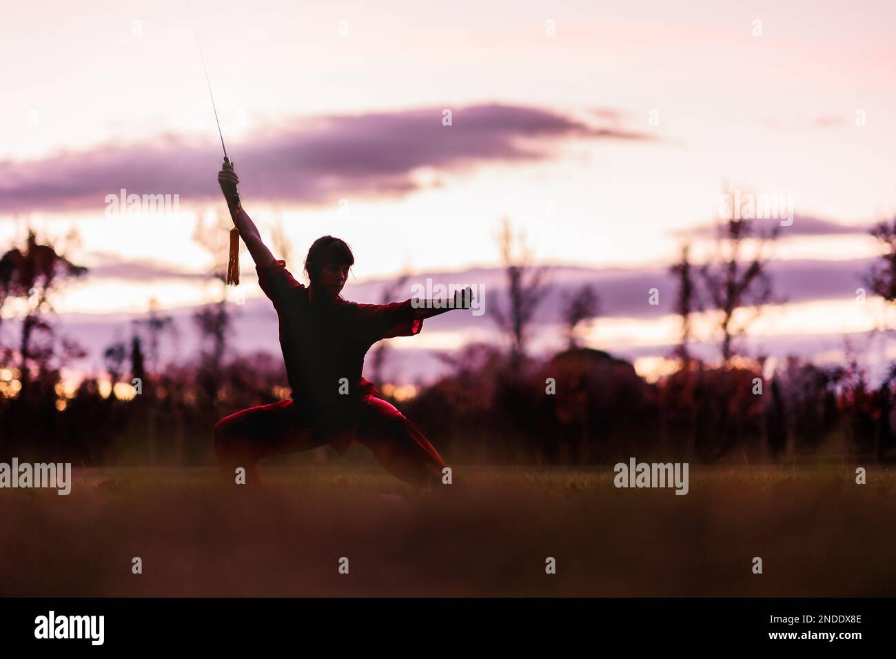 martial arts mid latin woman wushu kung-fu sword. healthy wellness ...