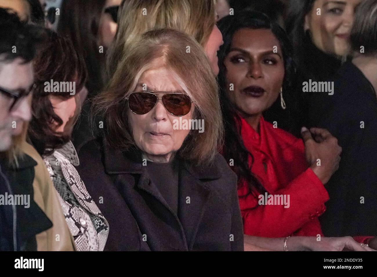 Gloria Steinem, center, sits front row among celebrities, including ...