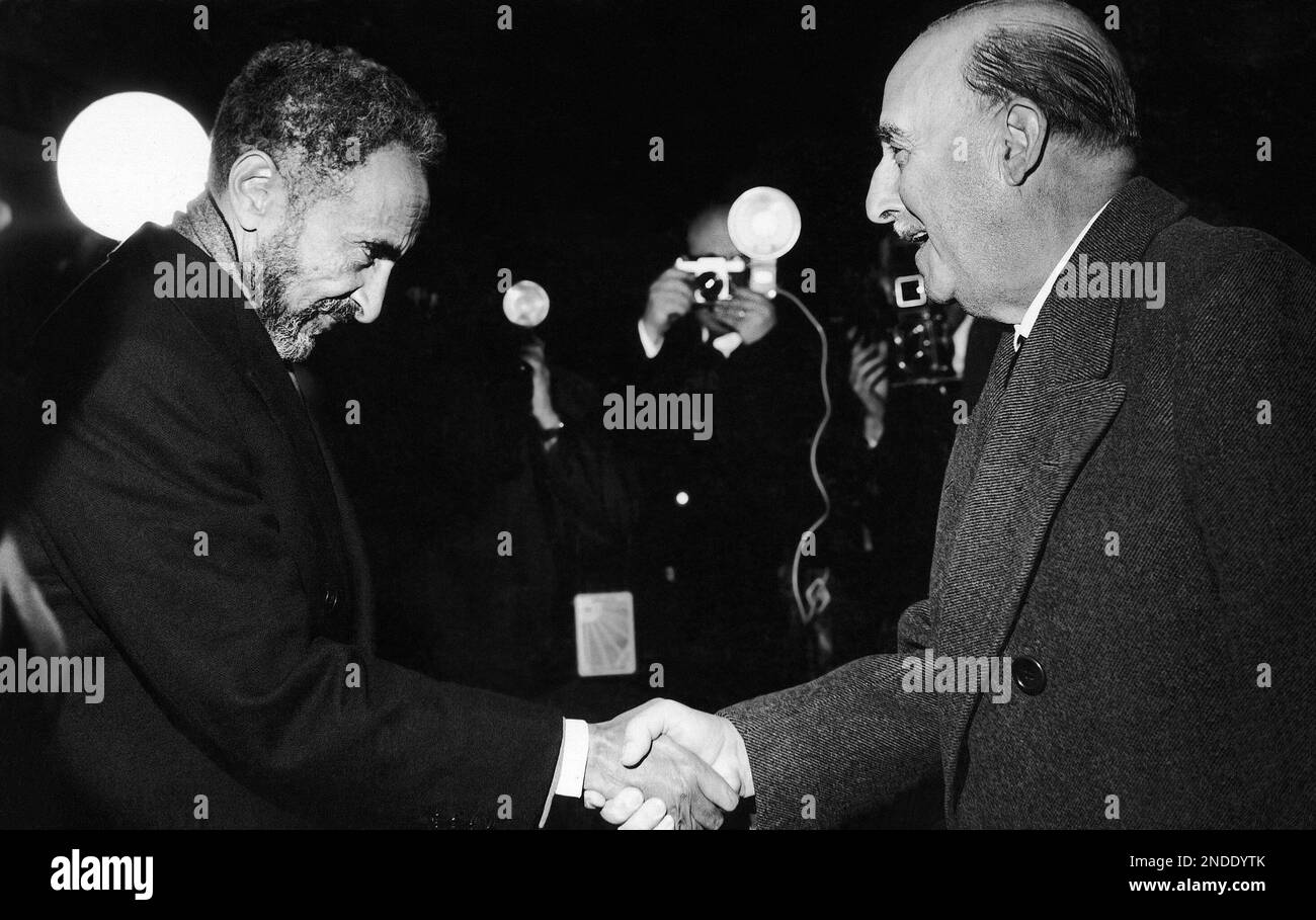 Emperor Haile Selassie and Gen. Francisco Franco shaking hands on the ...