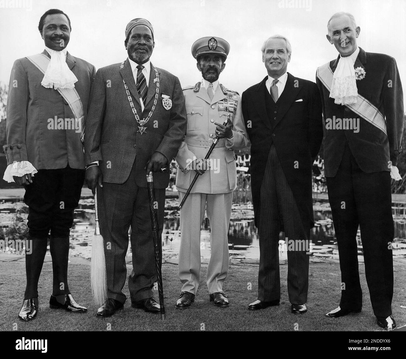 Haile Selassie (centre) Emperor of Ethiopia, who is on a state visit to ...
