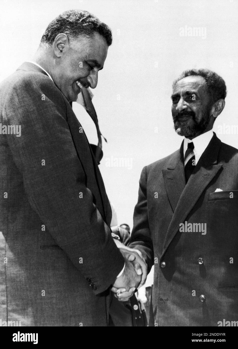 Emperor Haile Selassie, right, is greeted by President Gamal Abdel ...