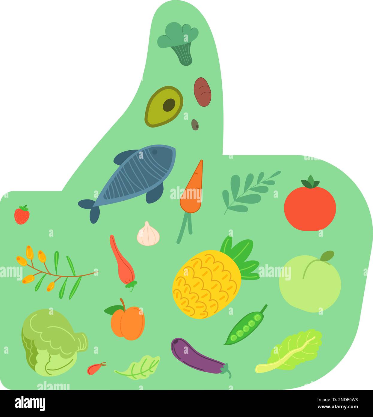 Healthy food. Thumb up shape with nutrition icon isolated on white ...