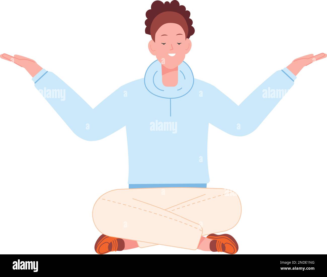 Calm woman in lotus pose. Inner balance person isolated on white ...