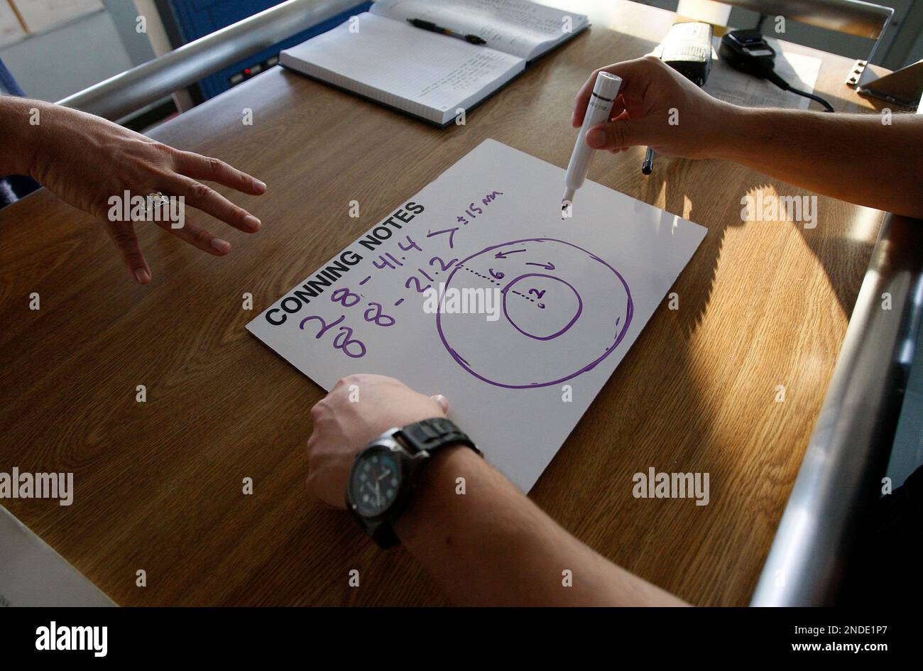 Response Supervisor Adam Chrismer and second mate David Guzman draw out ...