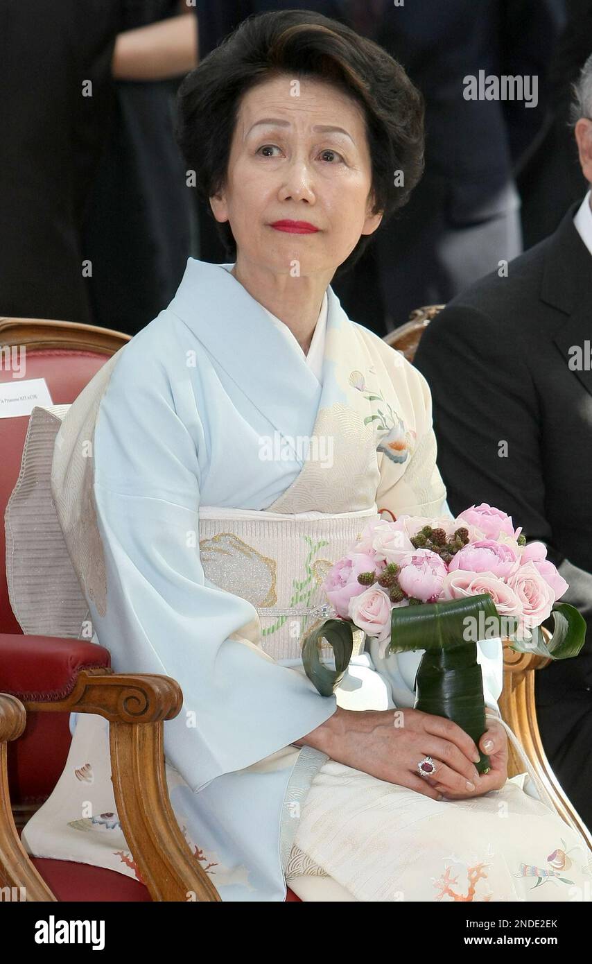 Princess Hitachi of Japan is seen during the opening of the exhibition ...