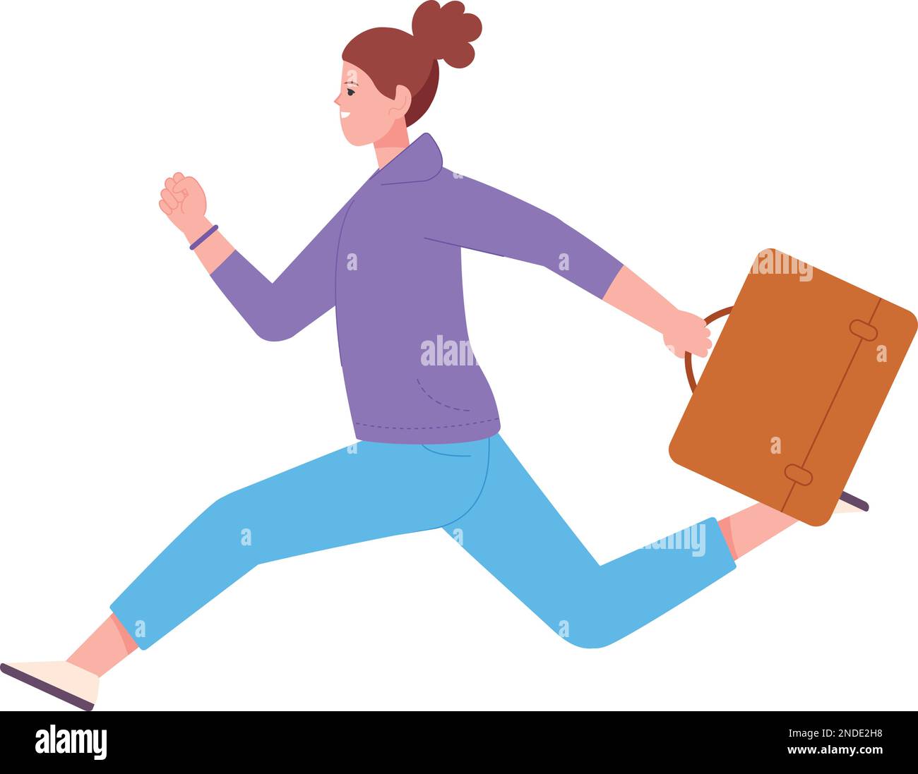 Woman dashing. Fast speed running business person with work briefcase ...