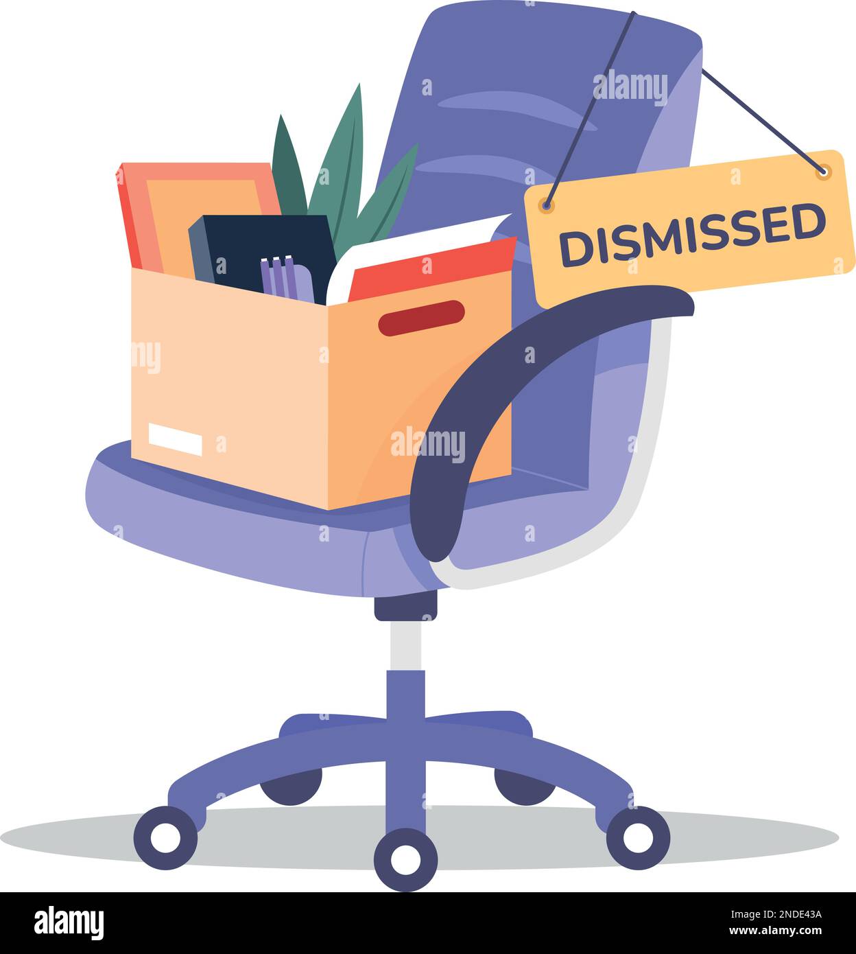 Dismissed worker office chair with stuff box cartoon icon isolated on ...