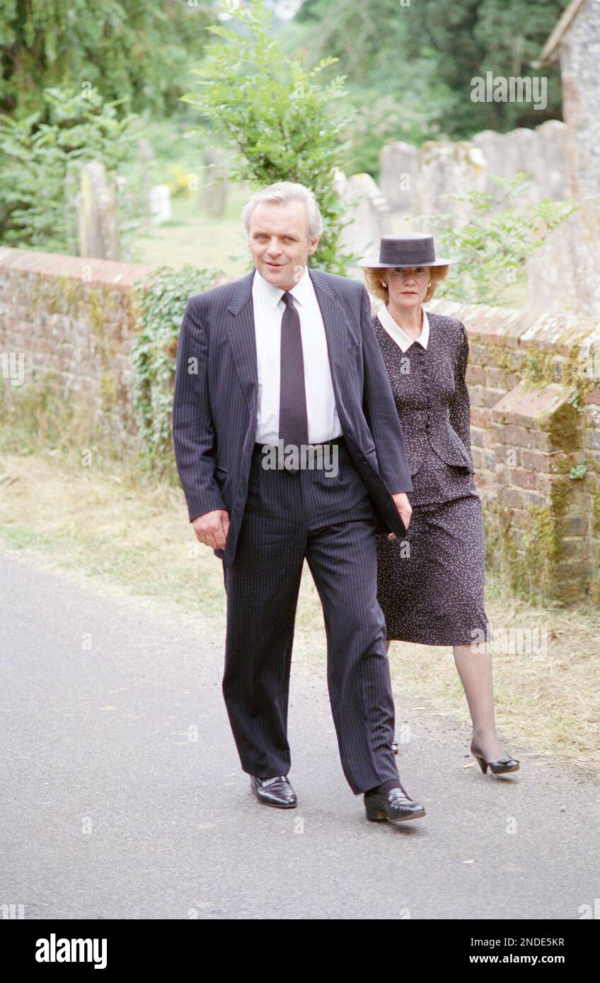 Actor Anthony Hopkins and his wife Jennifer attend the funeral of Lord Olivier, at the village ...
