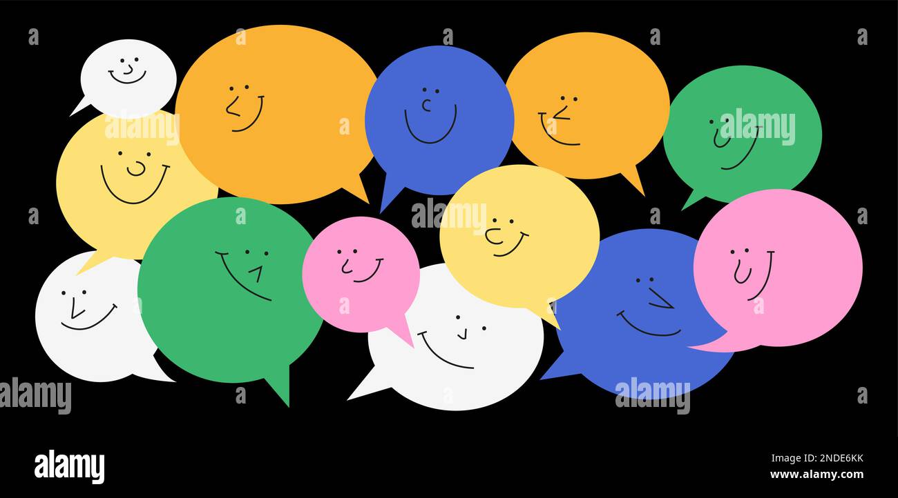 Funny faces icon set vector in cartoon style. Colorful circle bubble ...