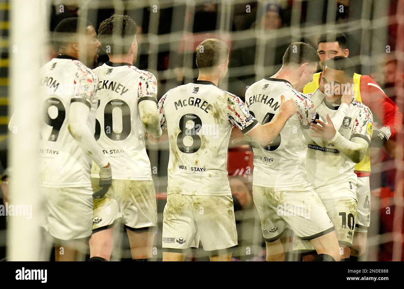 Middlesbrough's Cameron Archer (right) celebrates scoring their side's ...