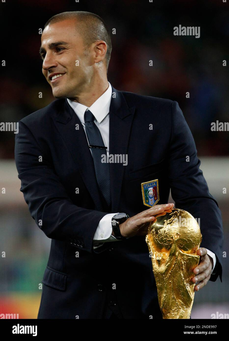 Italian national soccer team captain Fabio Cannavaro touches the World ...