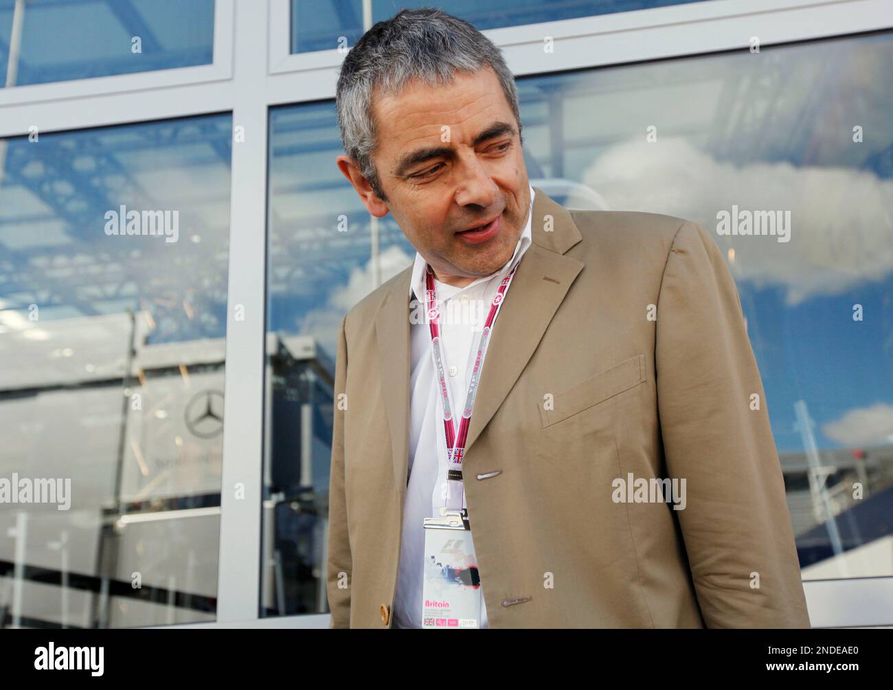 English comedian, actor and writer Rowan Atkinson arrives at the F1 ...