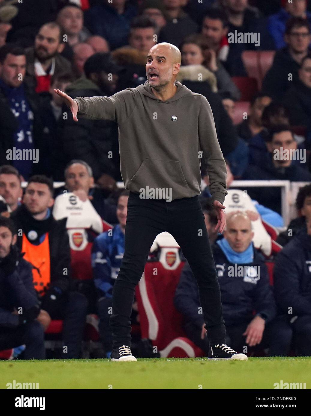 Manchester City manager Pep Guardiola on the touchline during the ...