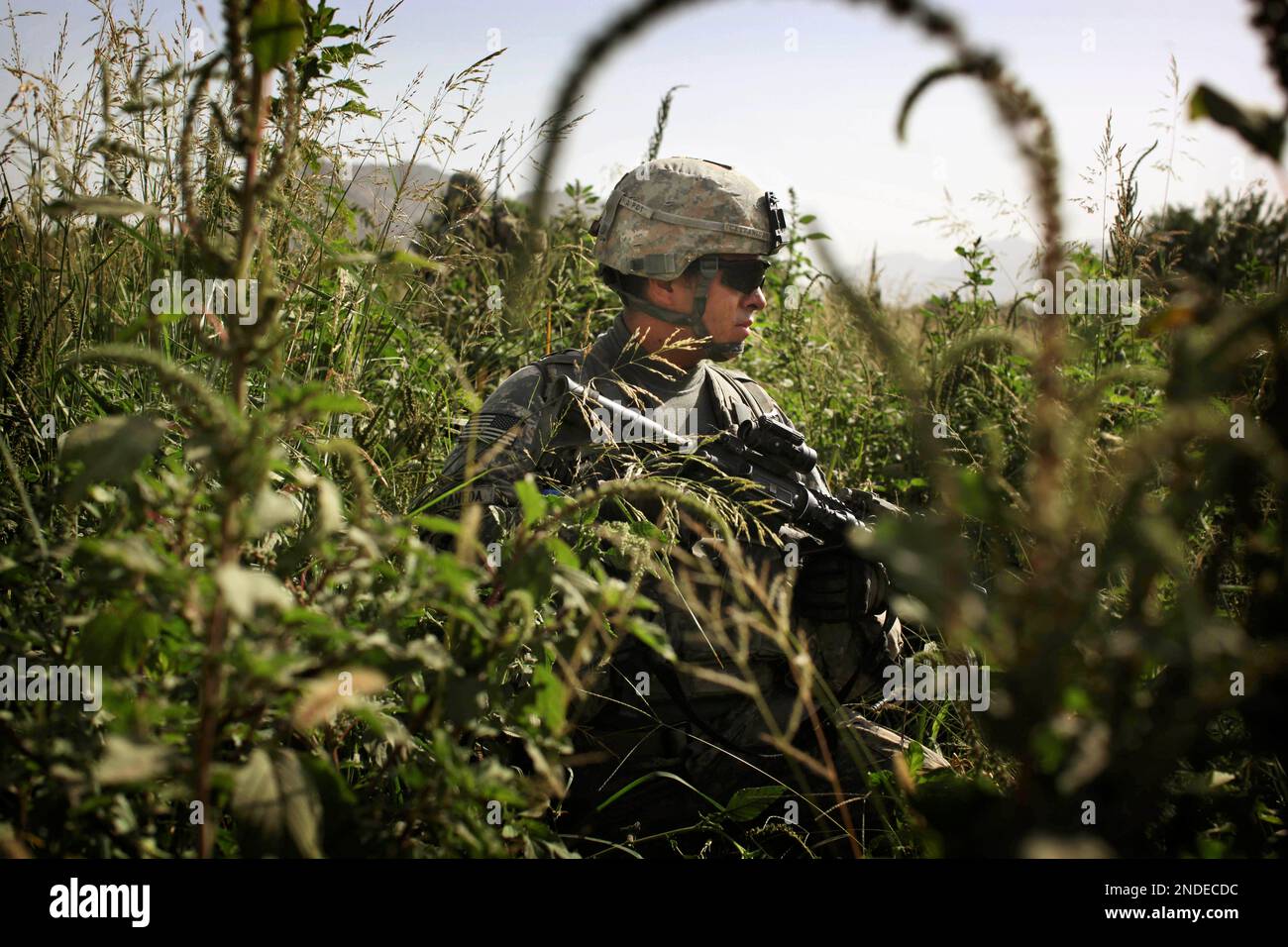 United States soldier Spec. Angel Castaneda from Bravo Company, 2nd ...