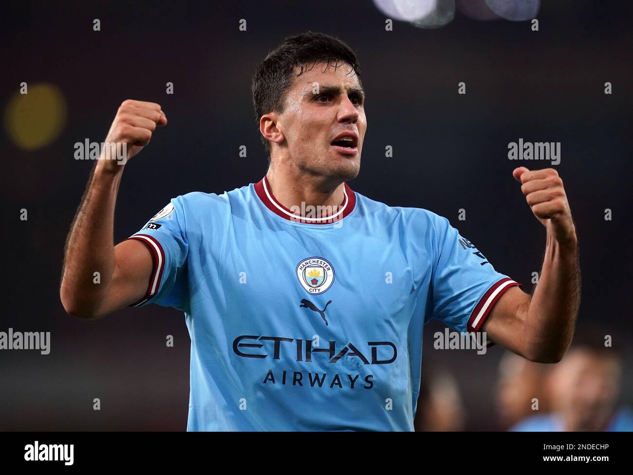 Manchester City's Rodri celebrates after the Premier League match at ...