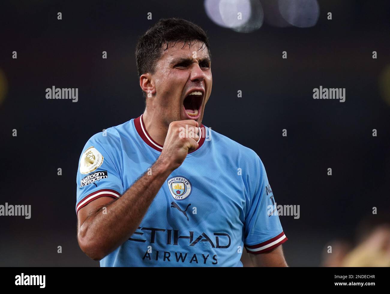 Manchester City's Rodri celebrates after the Premier League match at ...