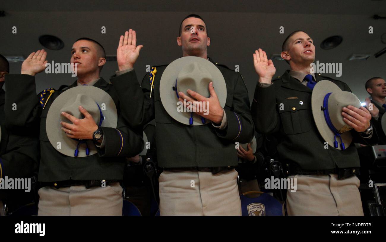 California Highway Patrol Cadets William Avila, left, Jason Bach ...