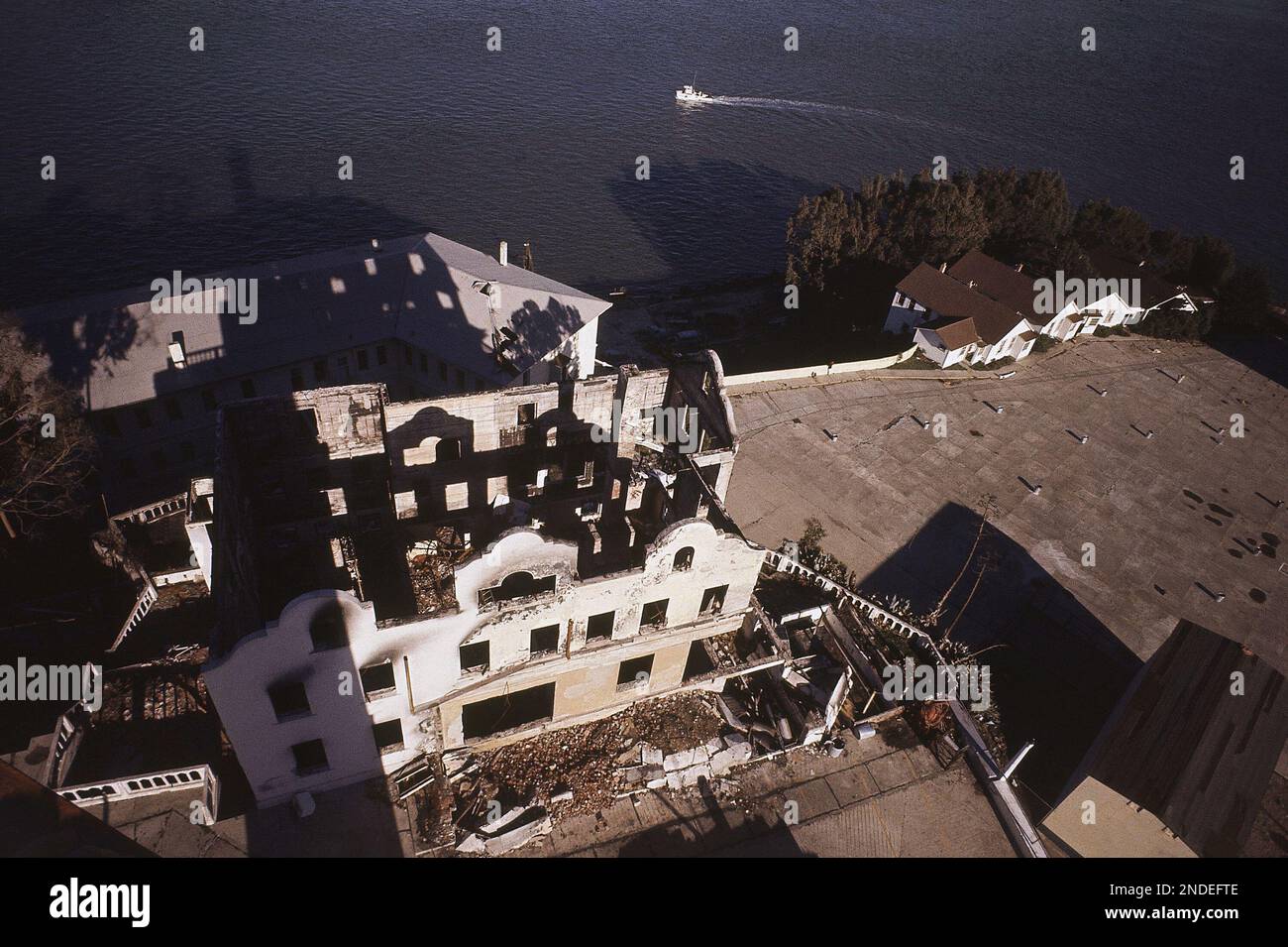Rubble of burned out building from the base of the burned out ...