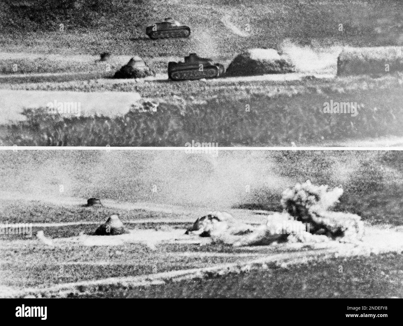 German tanks, top, somewhere in a Tunisian Desert Feb. 26, 1943 ...
