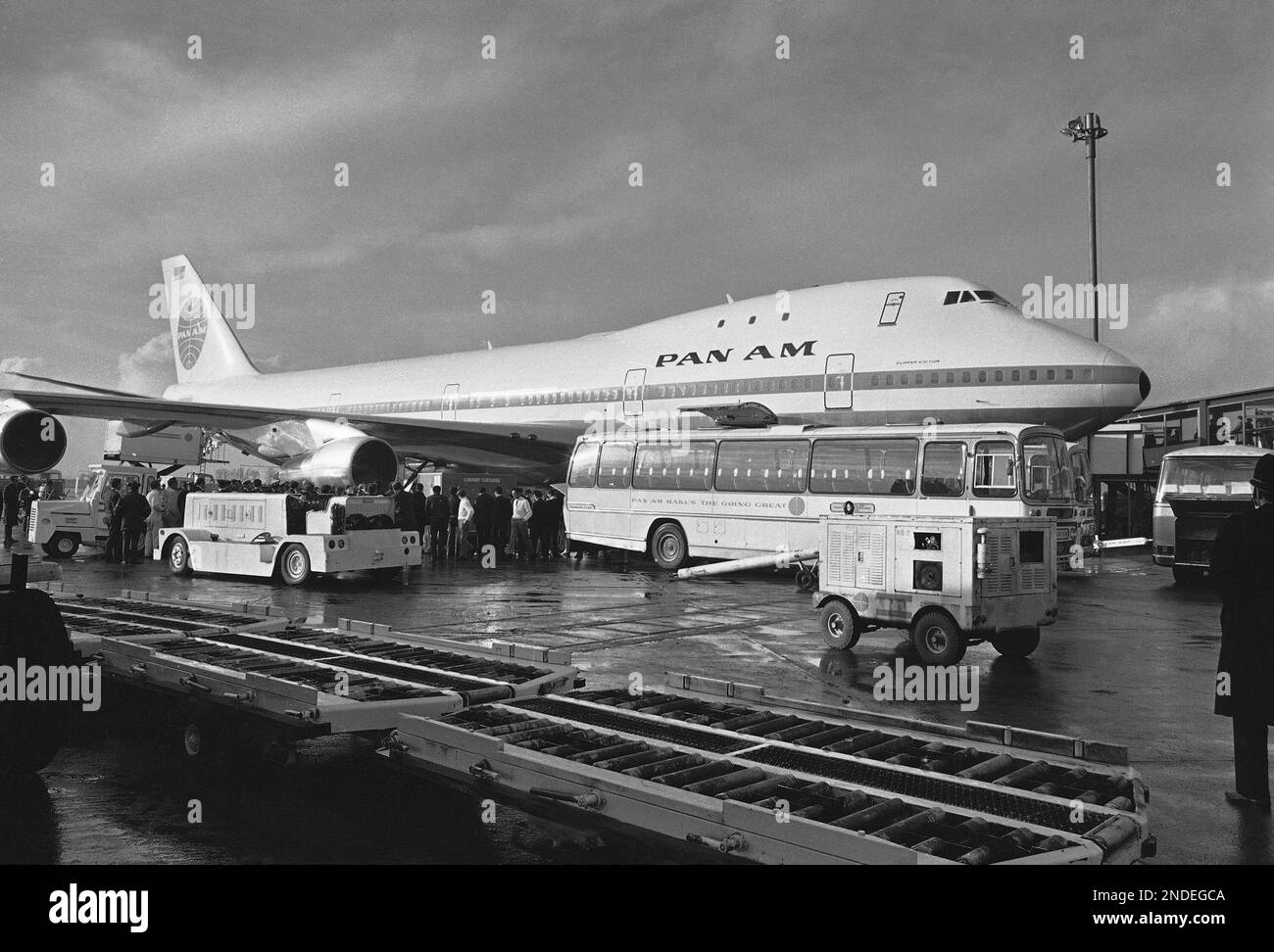 The Pan Am Boeing 747 at Heathrow Airport, London after its maiden ...