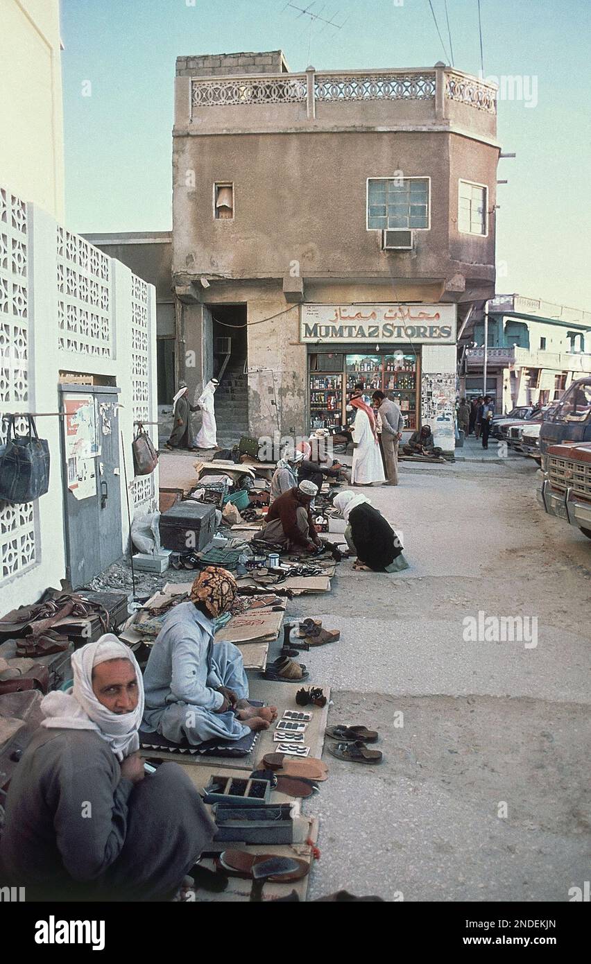 Locals in the streets in Doha, Qatar in 1980. (AP Photo/Randy Taylor ...