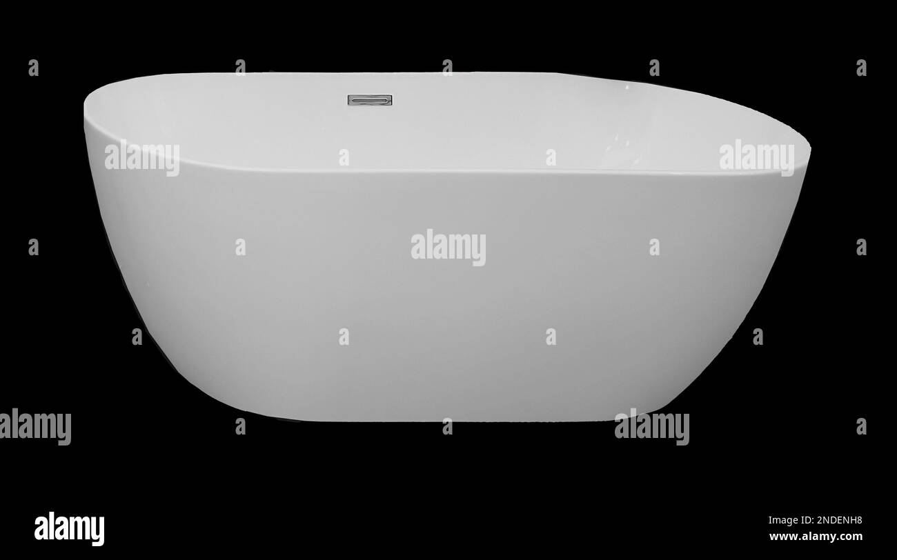 Modern empty white ceramic bathtub isolated on black background Stock ...