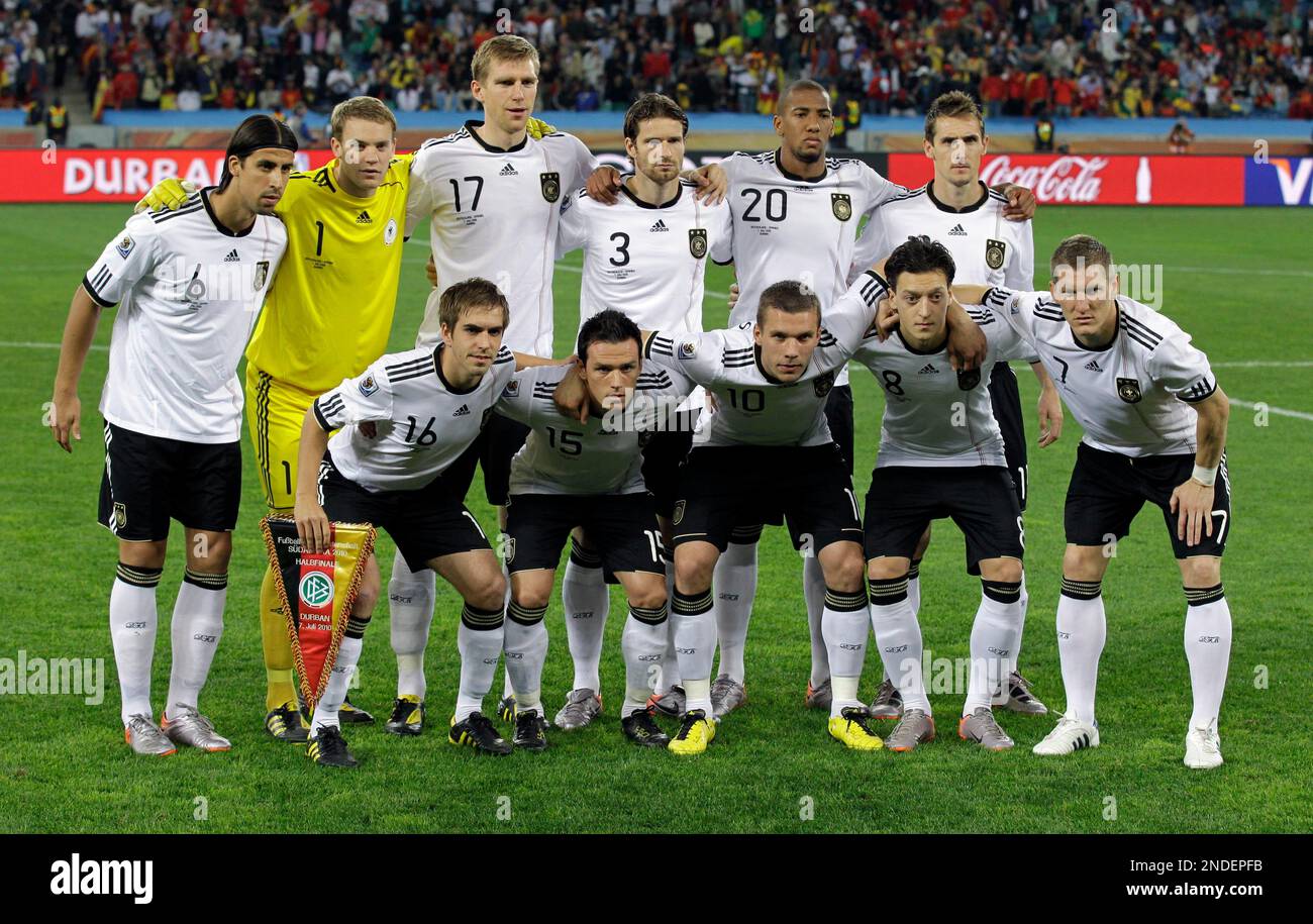 Germany players pose for a team photo prior to the World Cup semifinal ...