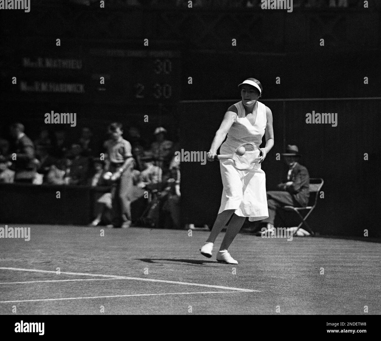 Simone Mathieu, the French champion in play against Miss R. Hardwicke ...