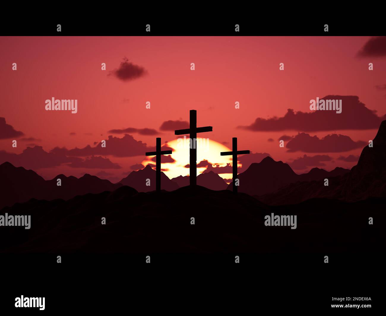 Holy sacrificial crosses on jerusalem hill at sunrise, celebrating ...