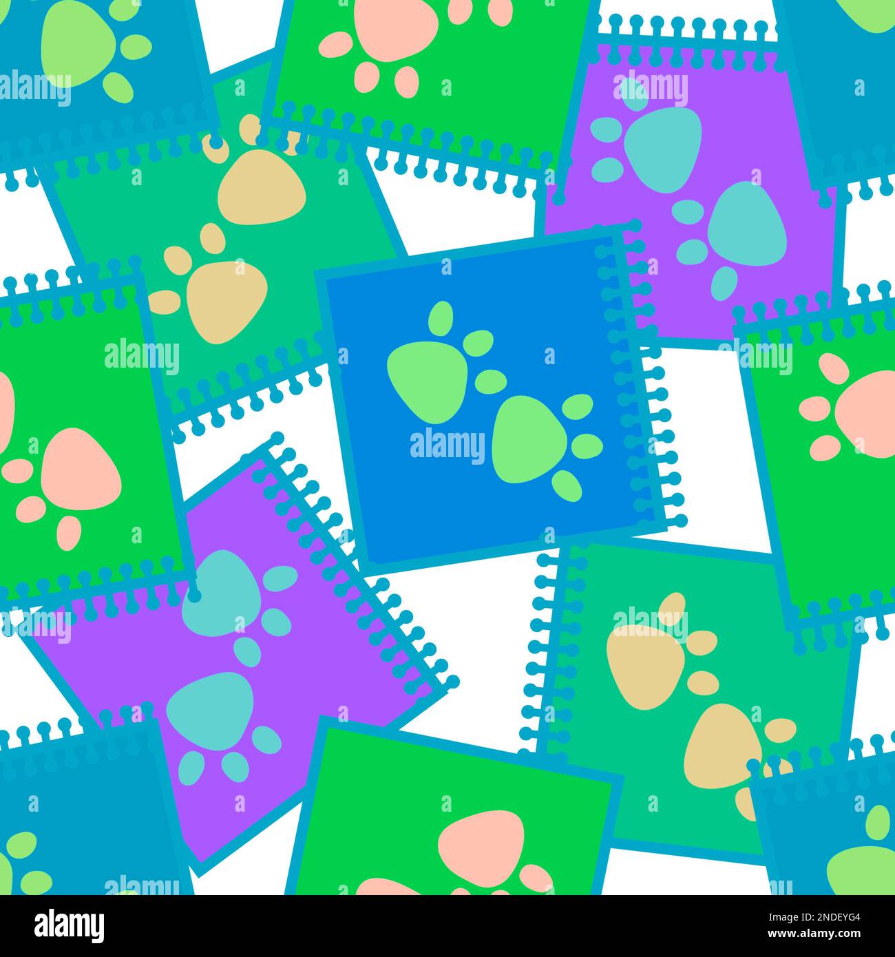 Cartoon animals seamless footprints dig and cat and polka dots and ...