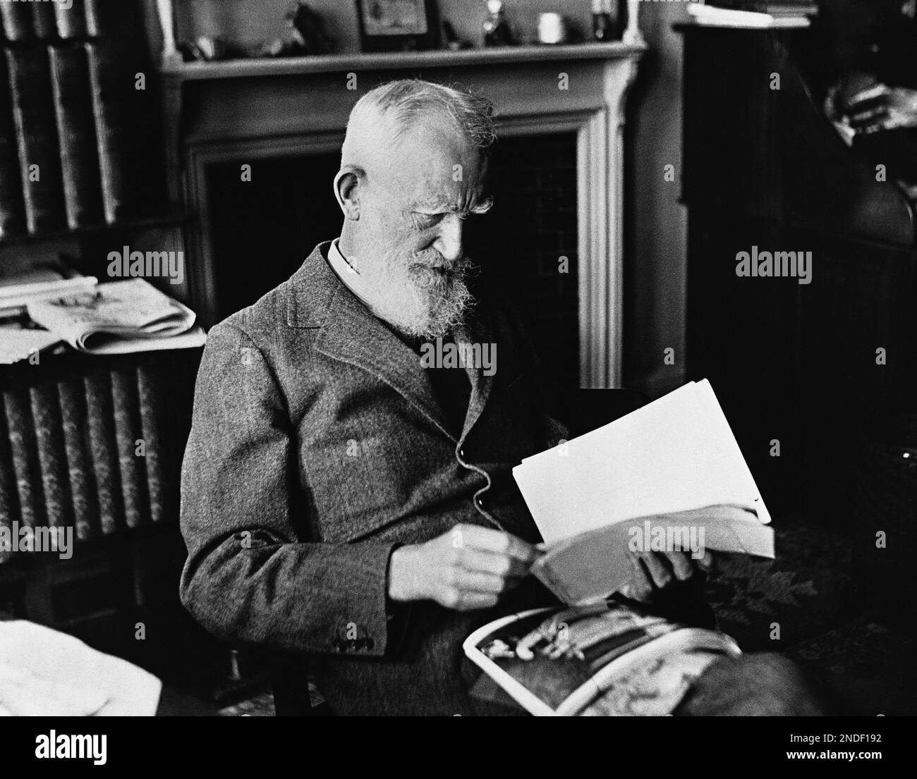 Irish playwright George Bernard Shaw at his London flat, on June 13 ...