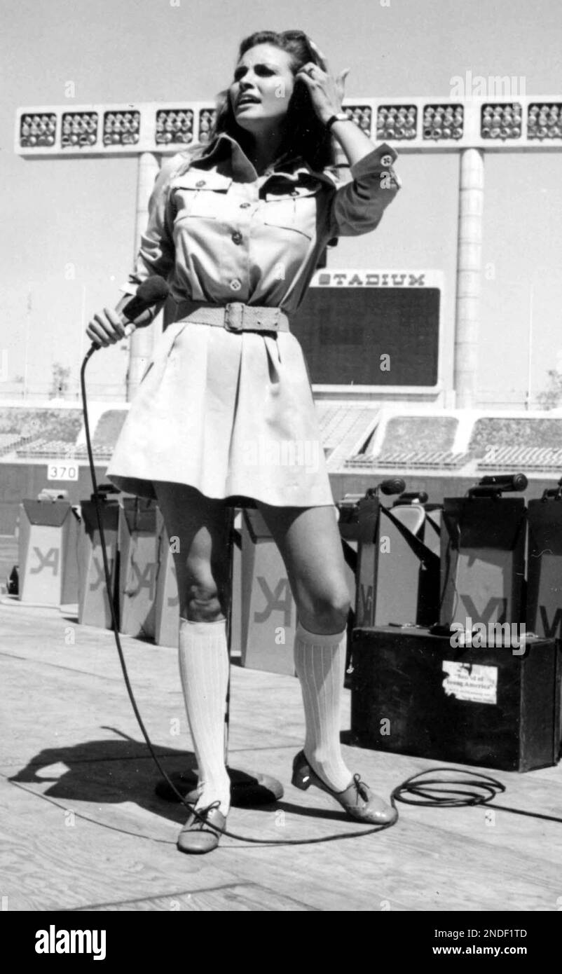 RAQUEL WELCH.DODGER STADIUM, LOS ANGELES. TED LAU/ PHOTOS(Credit Image ...