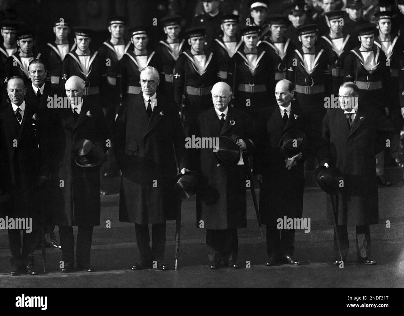 Members of the British Cabinet at the Cenotaph, London during the ...