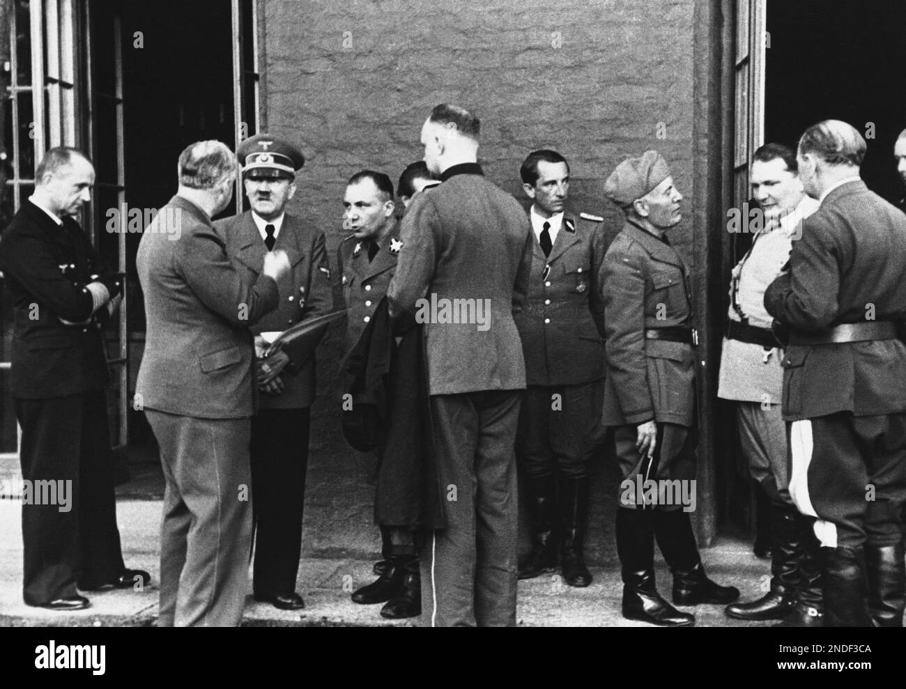 Germany's Chancellor Adolf Hitler, third left, with Italian dictator ...