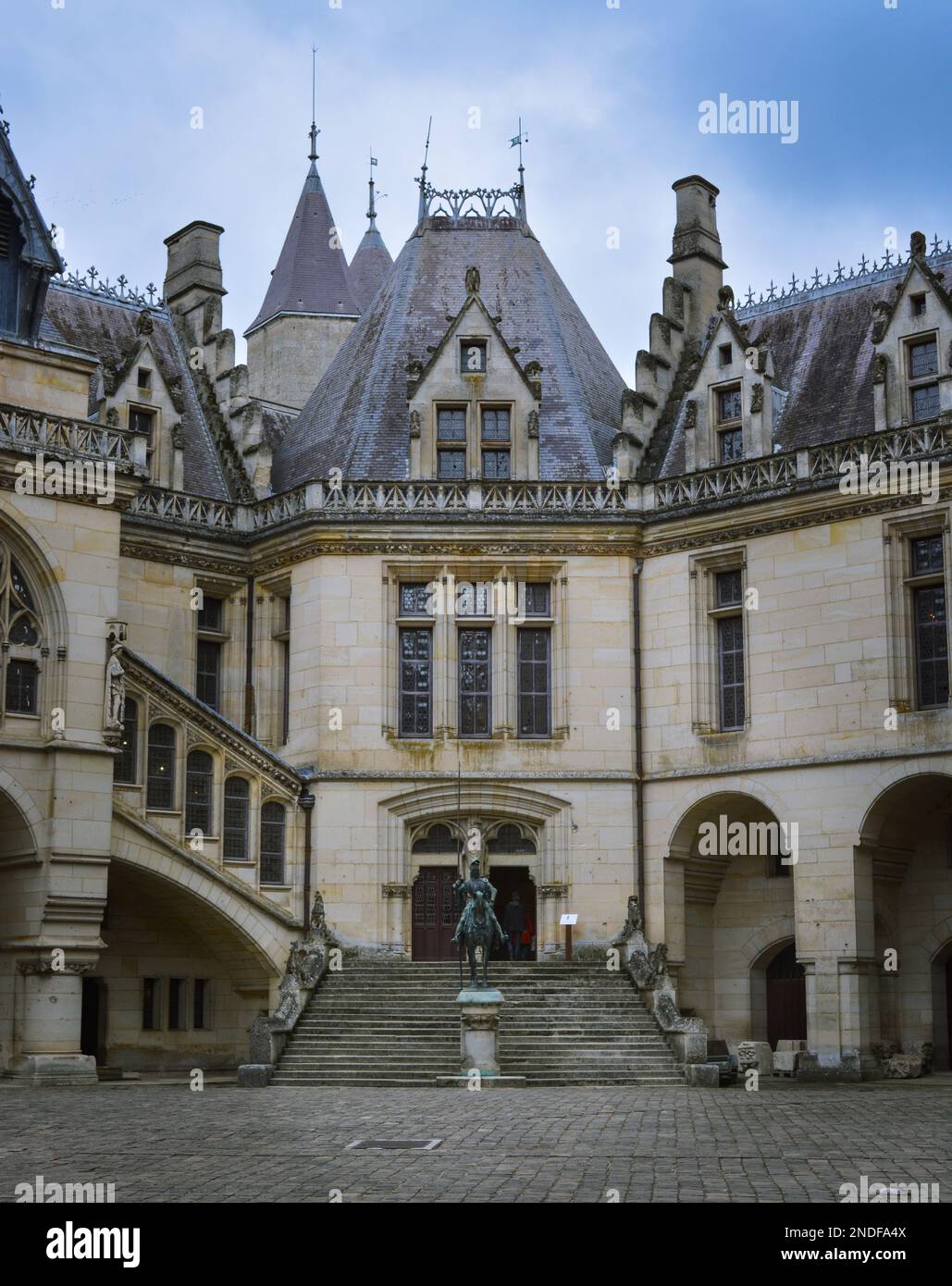 The exterior of Chateau de Pierrefonds Castle in Pierrefonds, Oise ...