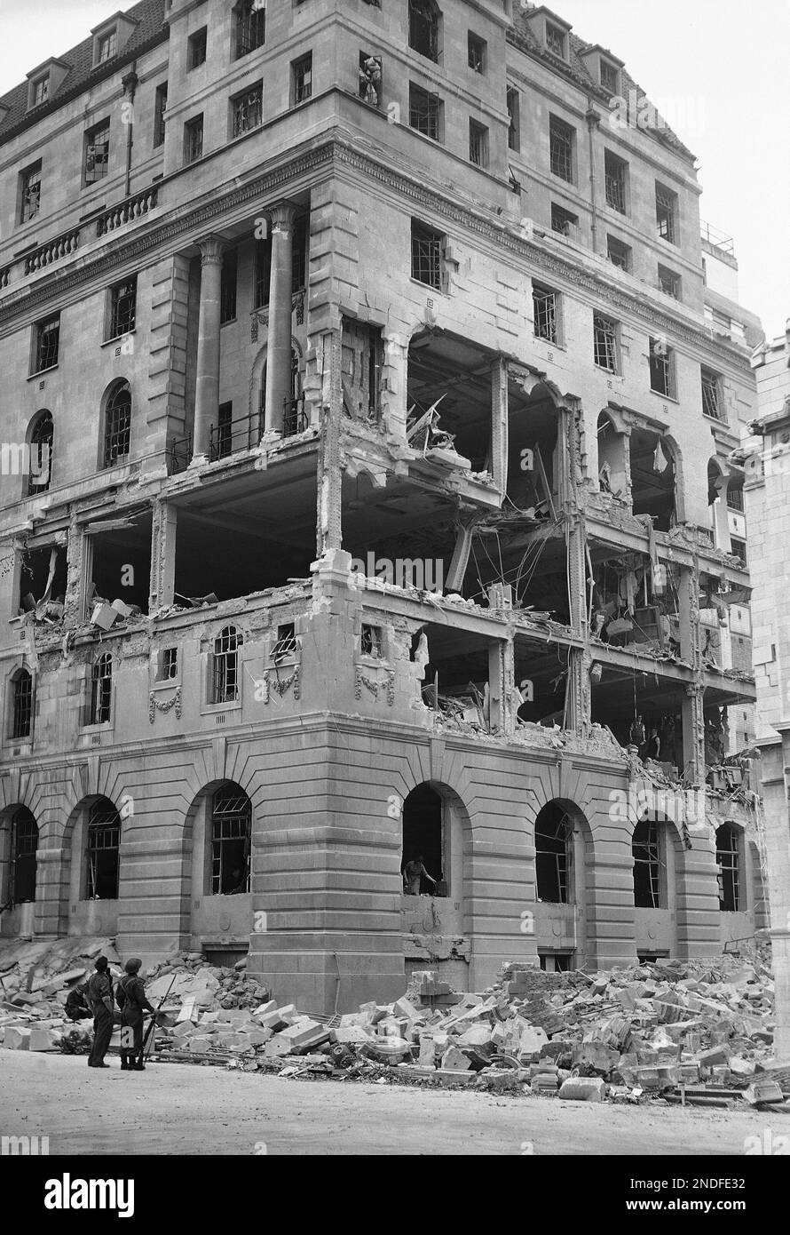 Destruction damaged building exterior street standing bombing hi-res ...