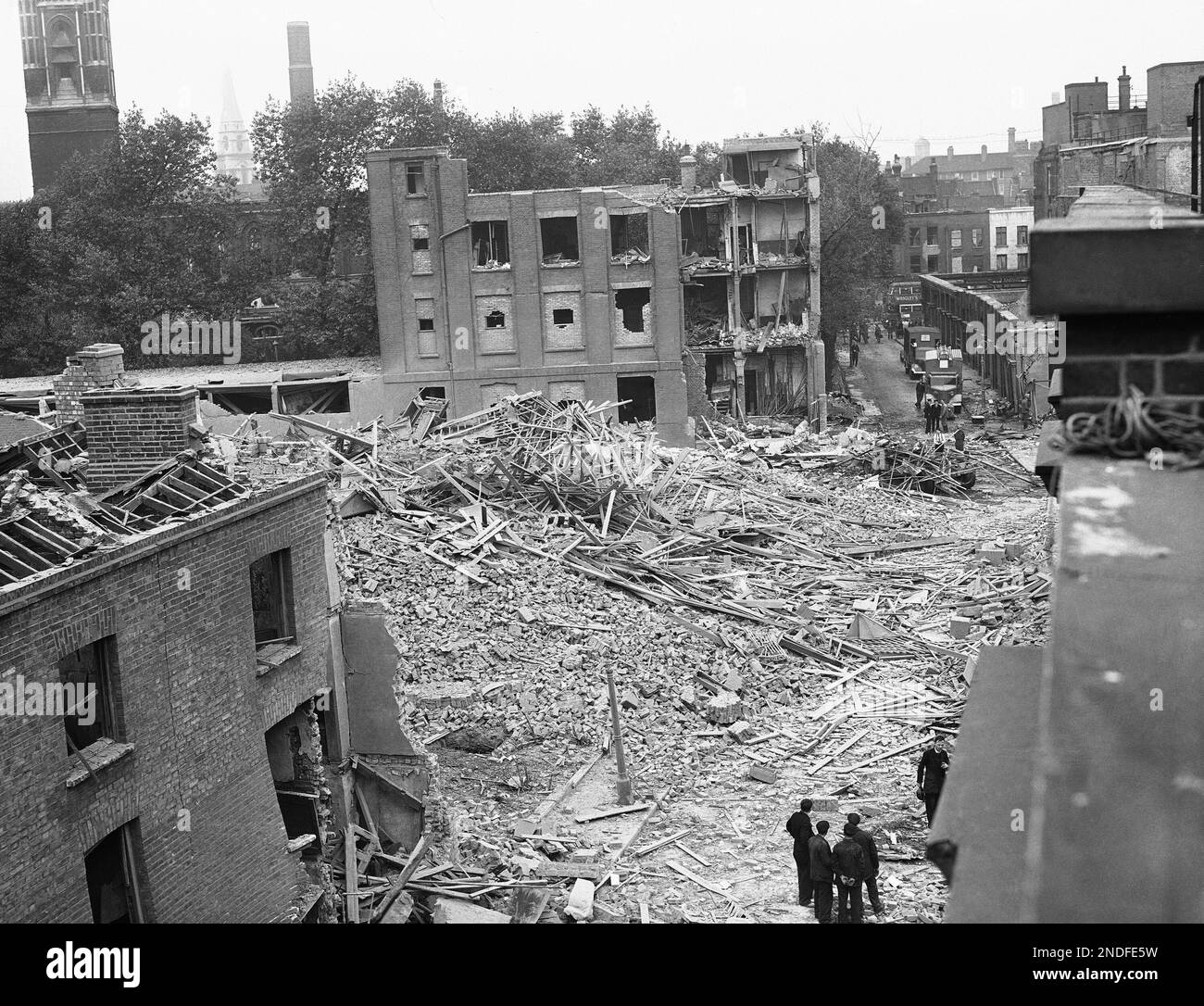 A four storey block of flats completely razed to the ground by a V1 ...