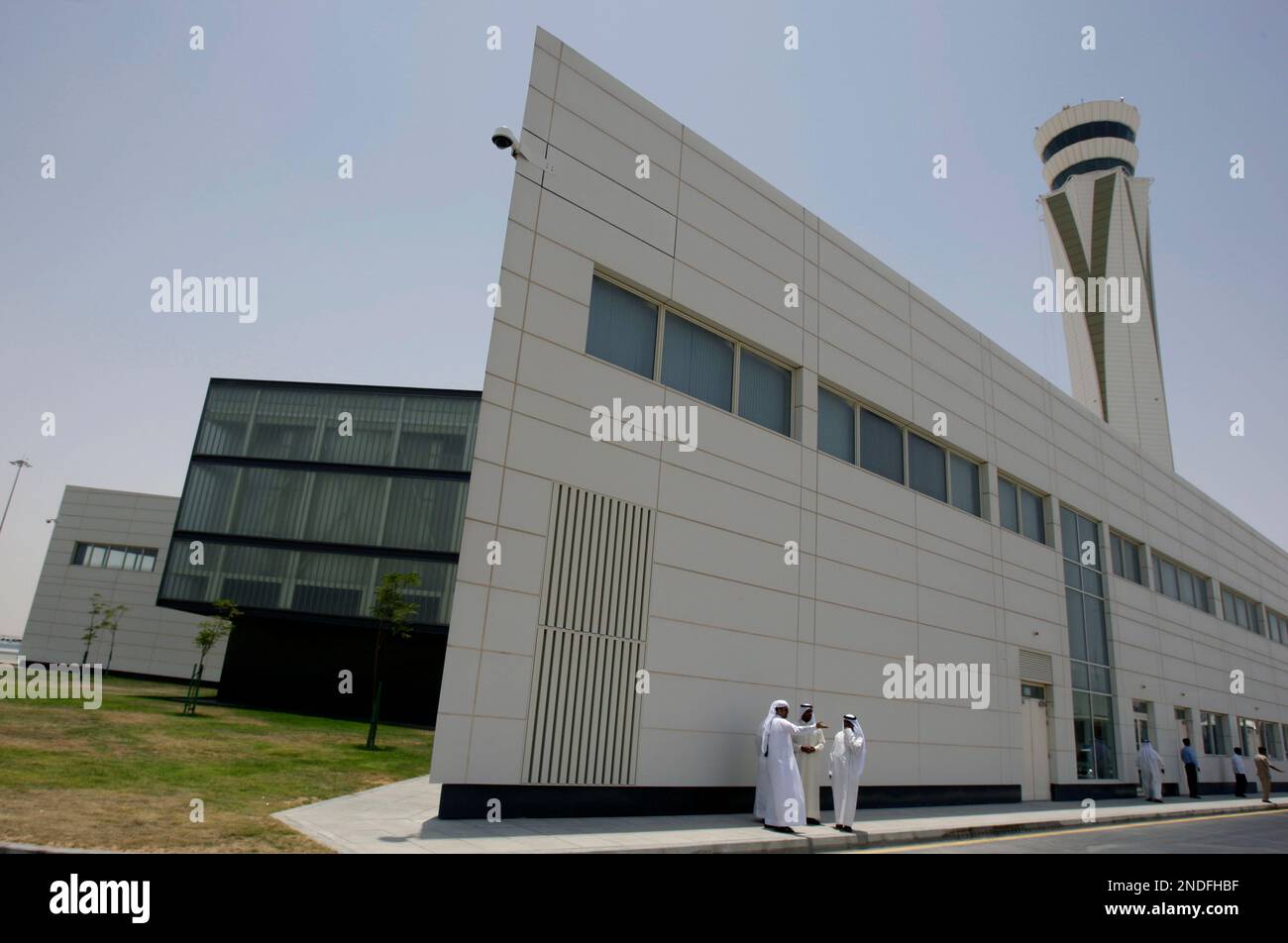 Emirati officials tour the control tower building at World Central-Al ...