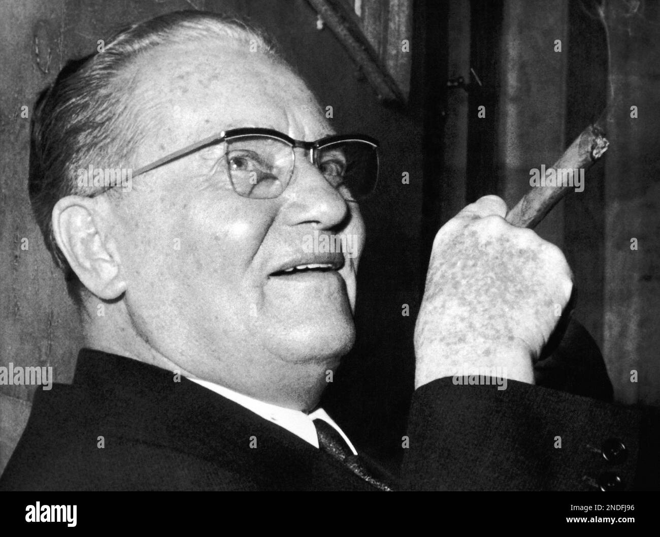 Portrait of President Josip Broz Tito of Yugoslavia who celebrates his ...