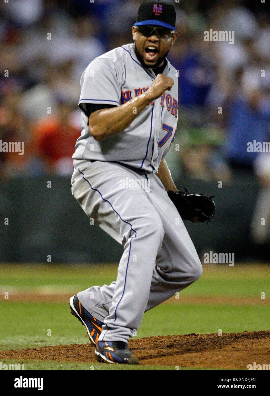 New York Mets' closer Francisco Rodriguez celebrates after striking out ...
