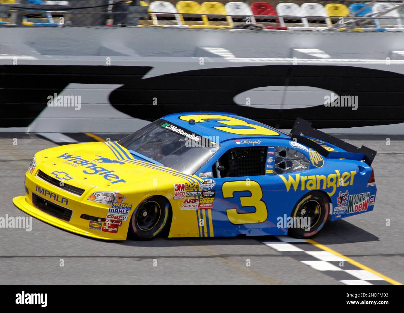 Driver Dale Earnhardt Jr. (3) in a Chevrolet Impala takes in practice ...
