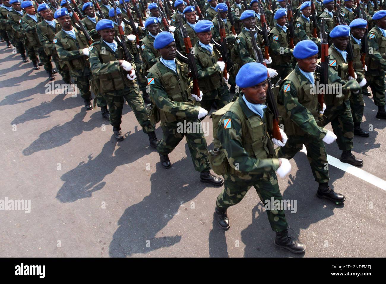 Congolese soldiers march during the yearly national parade as in ...