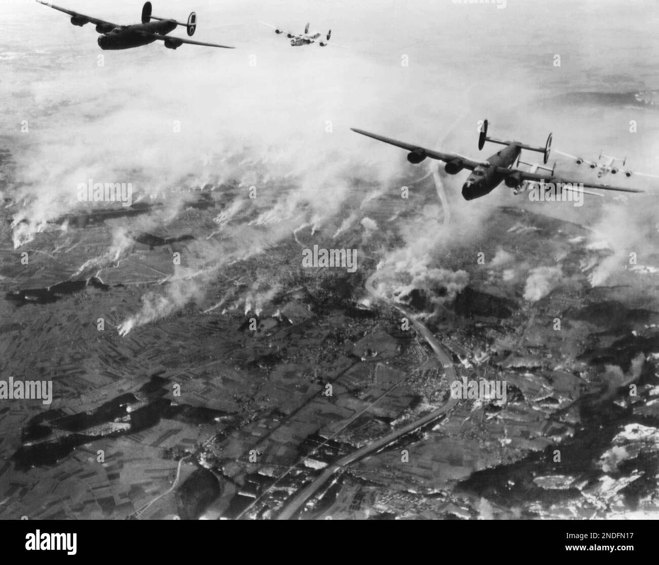 A formation of B-24s of Maj. Gen. Nathan F. Twining’s U.S. Army 15th ...