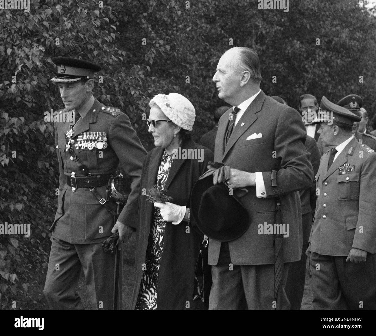 Field Marshal Erwin Rommel's widow (center) leaves lauheide cemetery ...